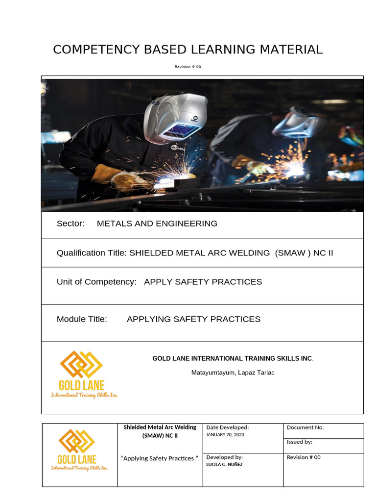 coMMON 1 SMAW CBLM APPLYING SAFETY PRACTICES | PDF | Personal ...