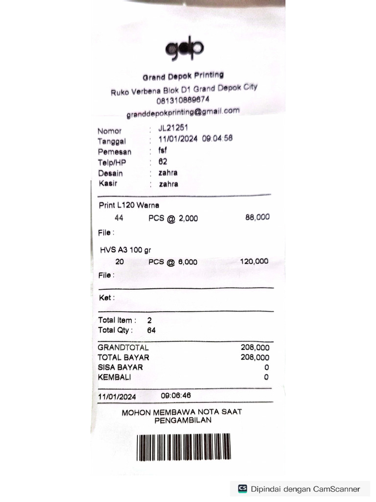 Kwitansi Print - 1 November 2024 | PDF