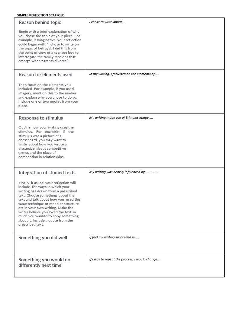 Simple Reflection Scaffold Guide | PDF