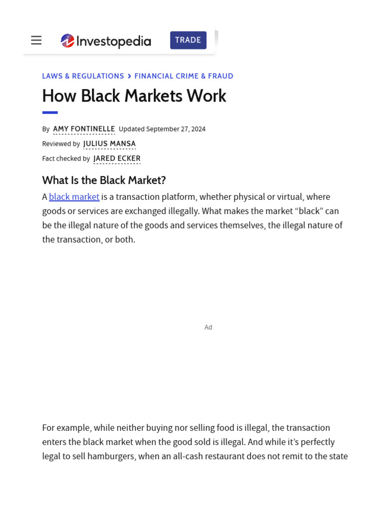 Black Markets: A Comprehensive Guide | PDF | Black Market | Insider Trading