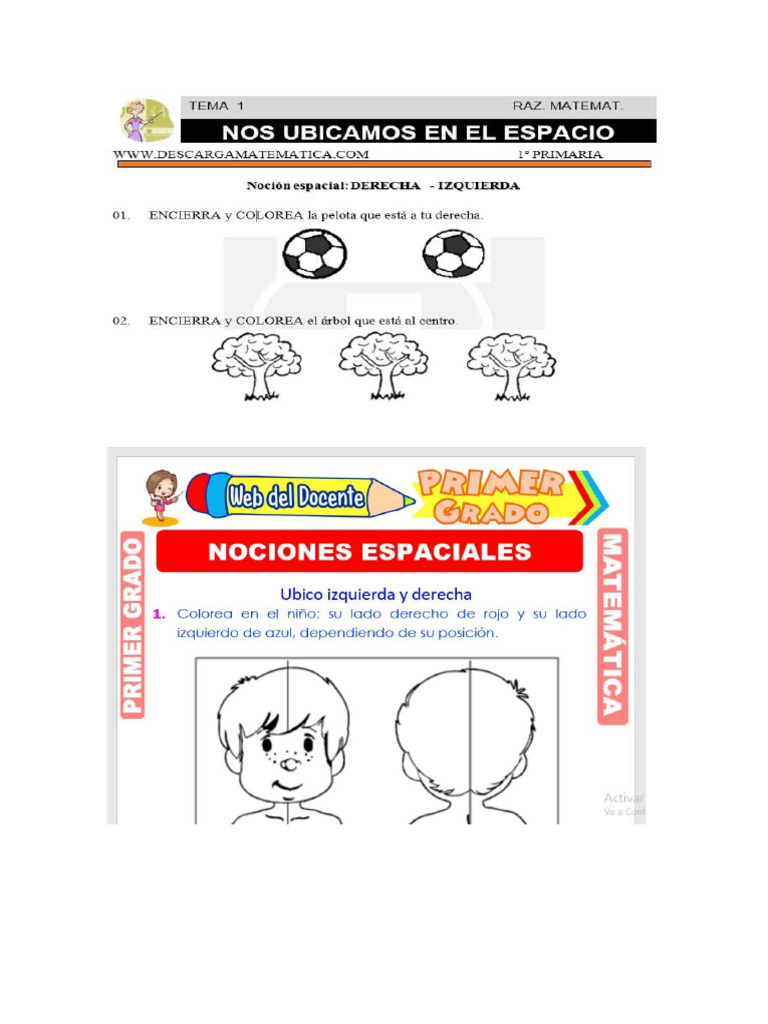 Ejercicios de Nocion de Relaciones Espaciales | PDF