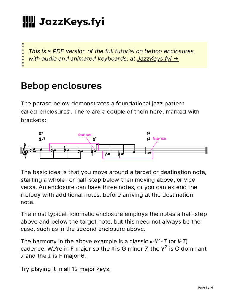 Bebop Enclosures - JazzKeys - Fyi | PDF | Jazz | Musical Techniques