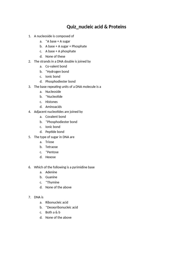 Nucleic Acid - Questions | PDF