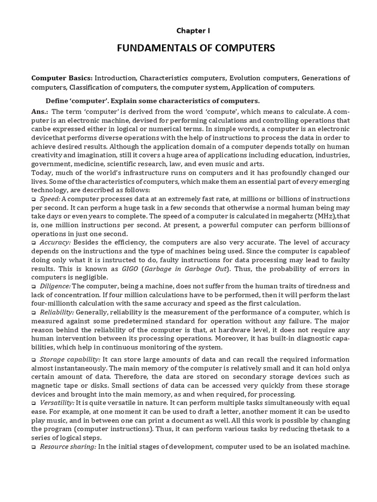 Fundamentals of Computers | PDF | Integrated Circuit | Microcomputers