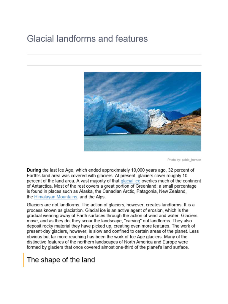 Glacial Landforms and Features Explained | PDF | Glacier | Valley