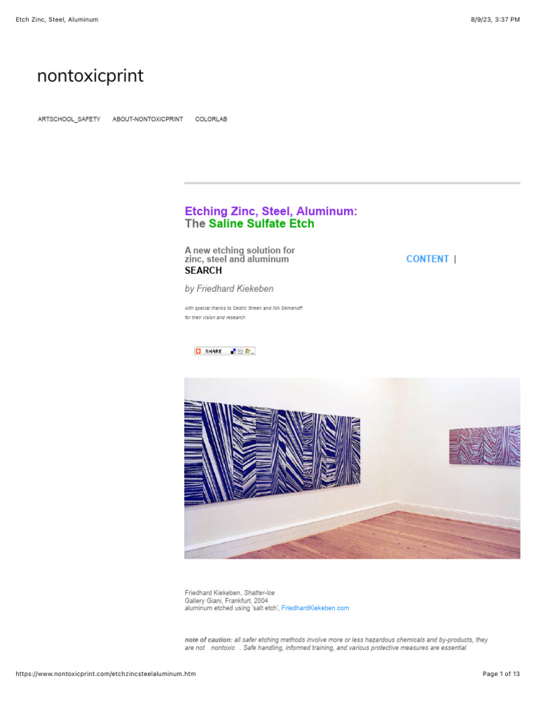 Etch-Zinc-Steel-Aluminum-Saline Sulphate Etch | PDF | Etching | Copper