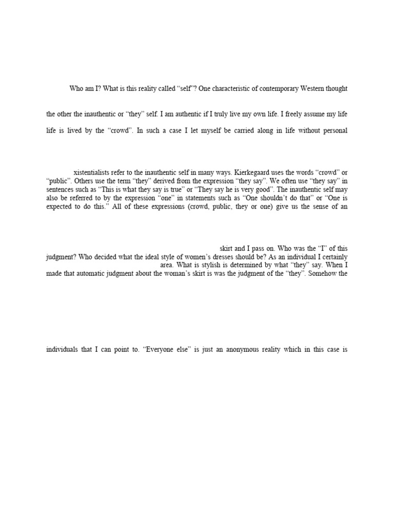 The Authentic Self | PDF | Authenticity (Philosophy) | Existentialism