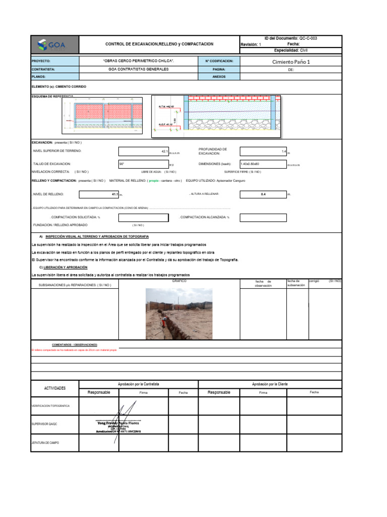 PROT-001-GOA - CERCO CHILCA - Excavaciones S1P1 Y S1P2 | PDF | Topografía | Ciencias de la Tierra