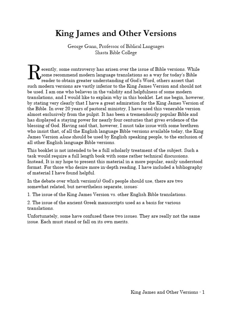 KJV and Other Versions | PDF | Bible | King James Version