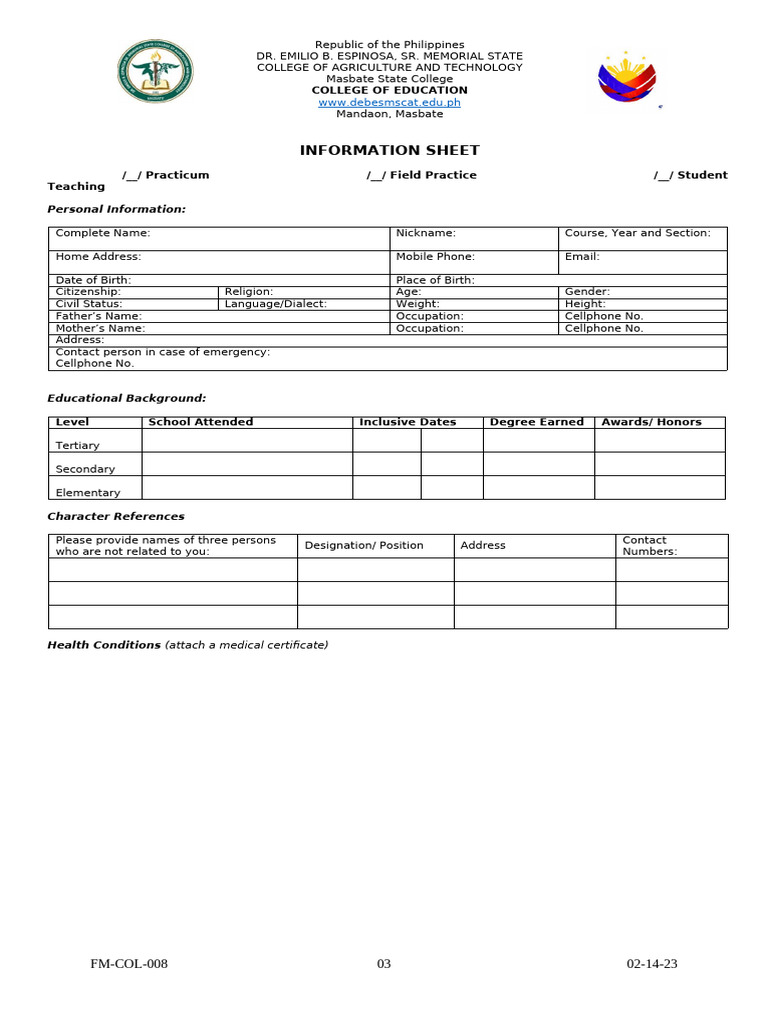 Information Sheet | PDF