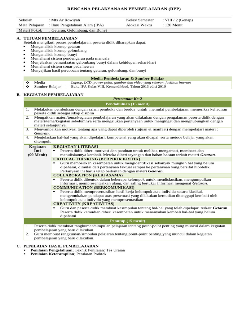 11.2 RPP II IPA Kelas 8 | PDF