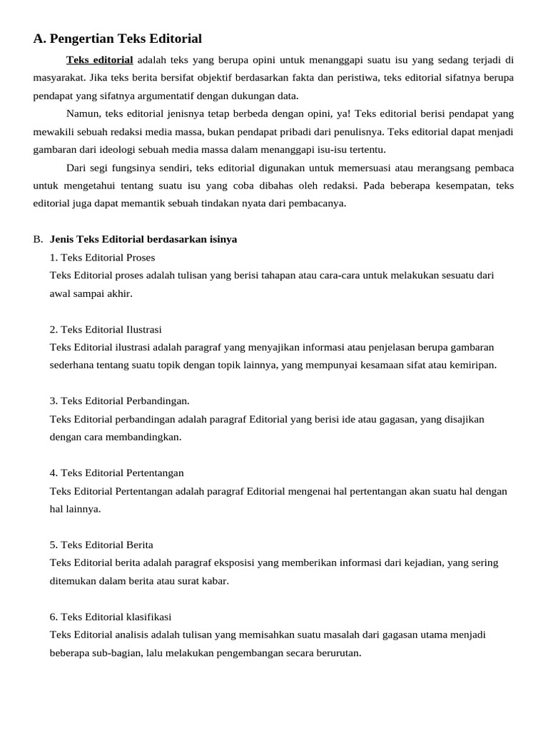 Jenis-Jenis Teks Editorial dan Fungsinya | PDF