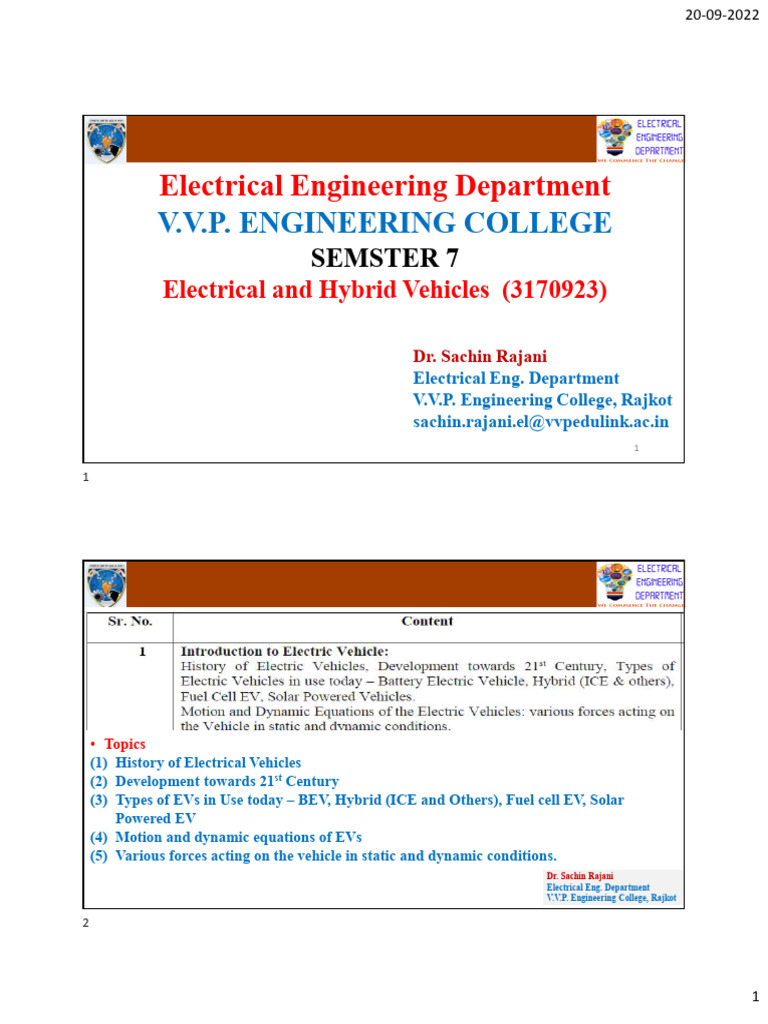 EHV Complete Material 105 Pages | PDF | Electric Vehicle | Hybrid Vehicle