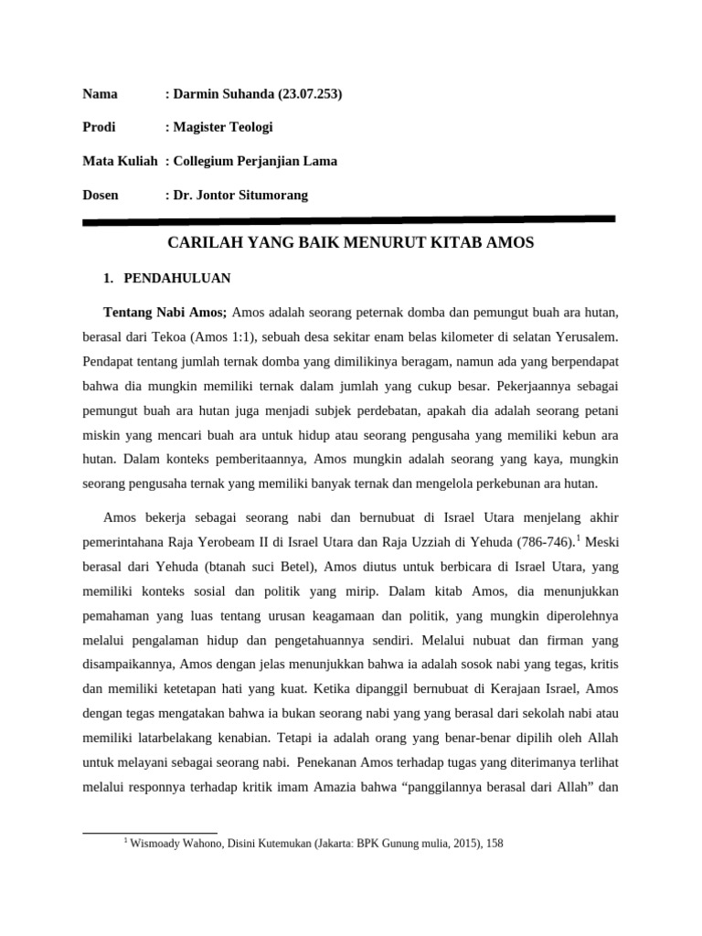 Carilah Yang Baik Menurut Kitab Amos | PDF | Perjalanan | Sejarah
