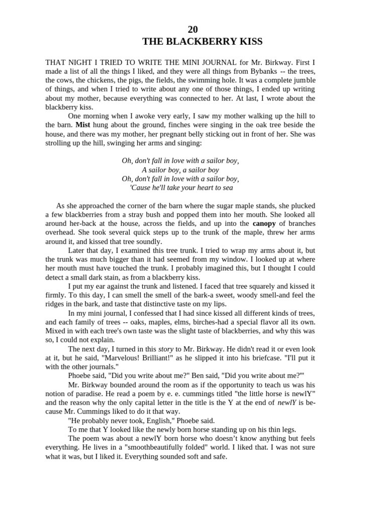 Walk Two Moons Chapter 20 | PDF