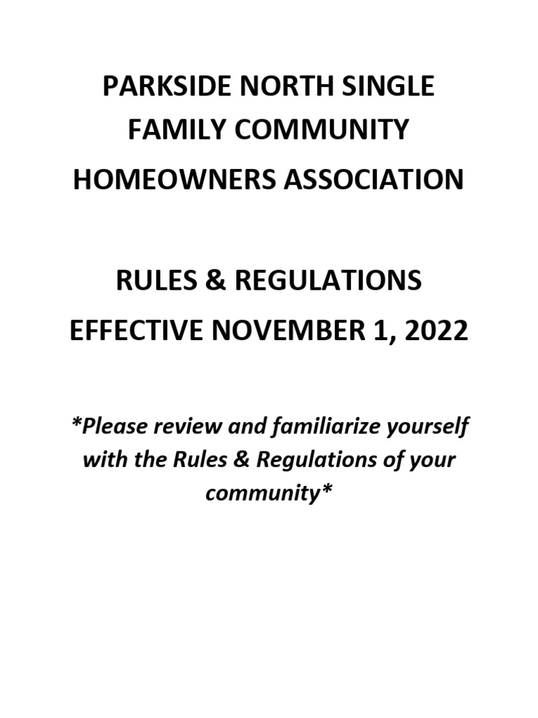 Final Rules and Regulations - 9.26.22 | PDF | Lease | Swimming Pool