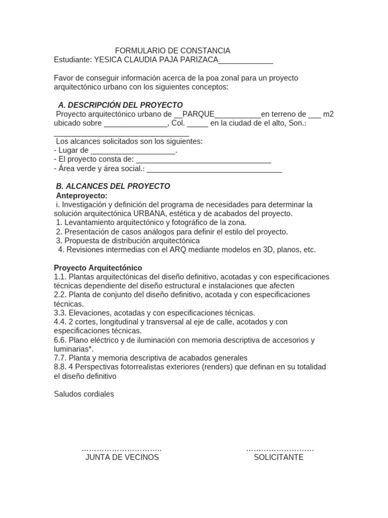 Formulario de Constancia | PDF
