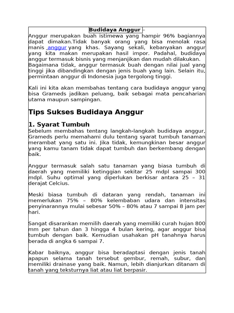Budidaya Anggur | PDF