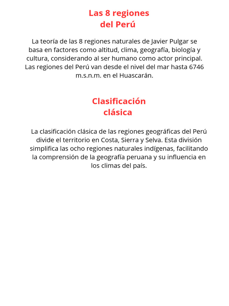 Las 8 Regiones Del Perú | PDF | Entorno natural | Perú