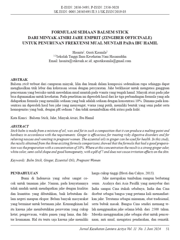 Jurnal 10, Balsem Stick | PDF