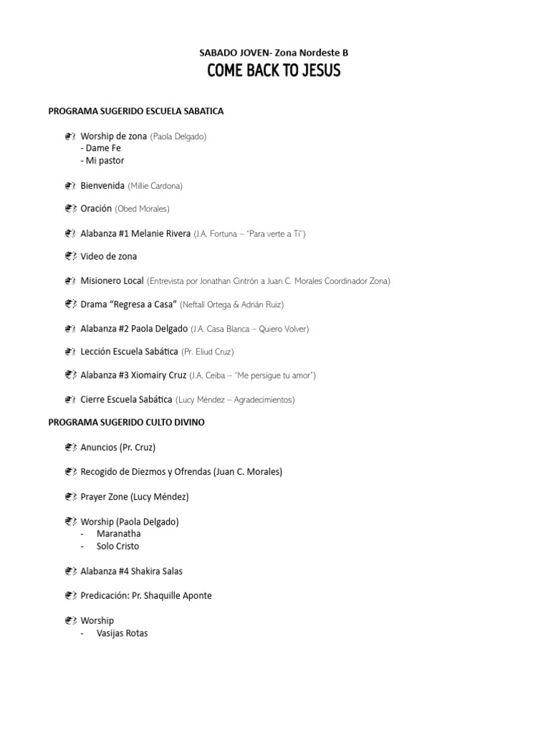 PROGRAMACION SABADO JOVEN 15 Julio 2023 | PDF