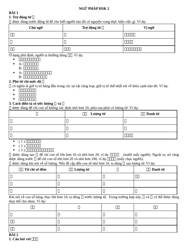 Ngữ Pháp HSK 2 | PDF