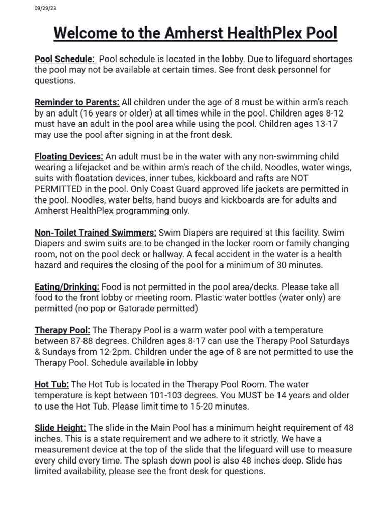 AHP-pool-rules | PDF | Swimsuit | Leisure Activities