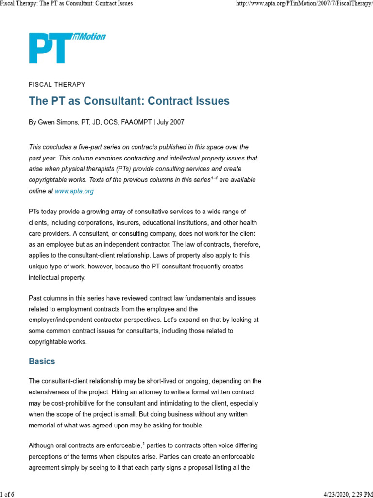 The PT as Consultant | PDF | Employment | Consultant