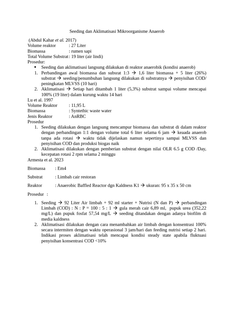 Seeding Dan Aklimatisasi Mikroorganisme Anaerob-AnRBC | PDF | Sains ...