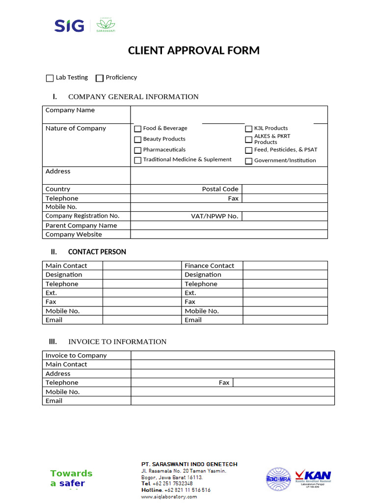 SIG - Form Client Approval | PDF