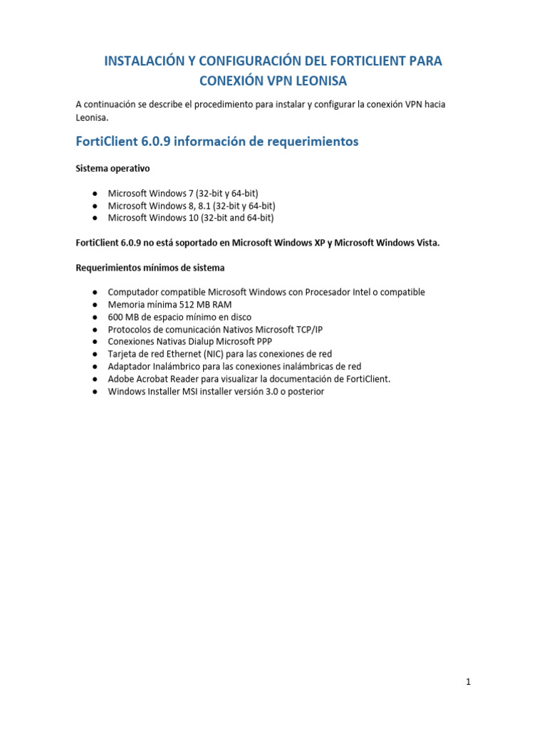 Instalacion y Configuracion Del Forticlient v3 | PDF | Usuario ...