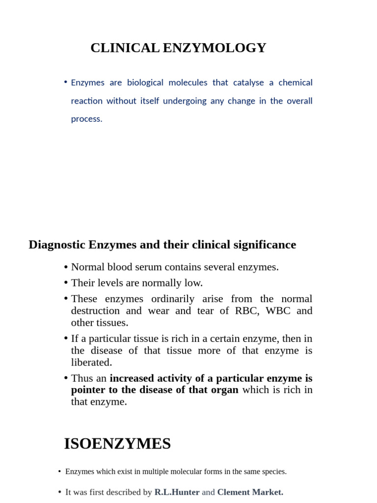 Clinical Enzymology | PDF | Alanine Transaminase | Prostate Specific ...