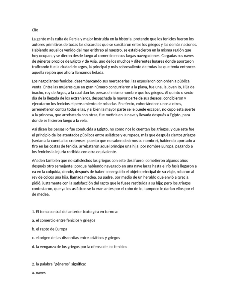 Clío (Falta Libro de Origen) | PDF | Antigua Grecia | Fenicia