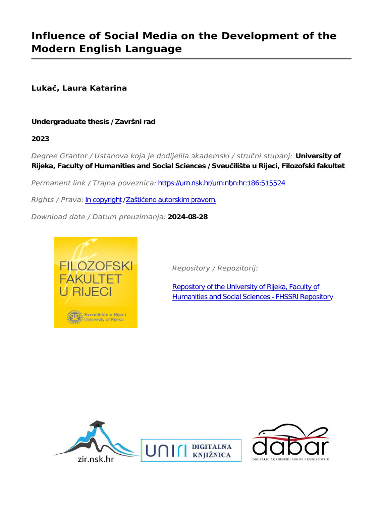 Lukac - Influence of Social Media On The Development of The Modern ...