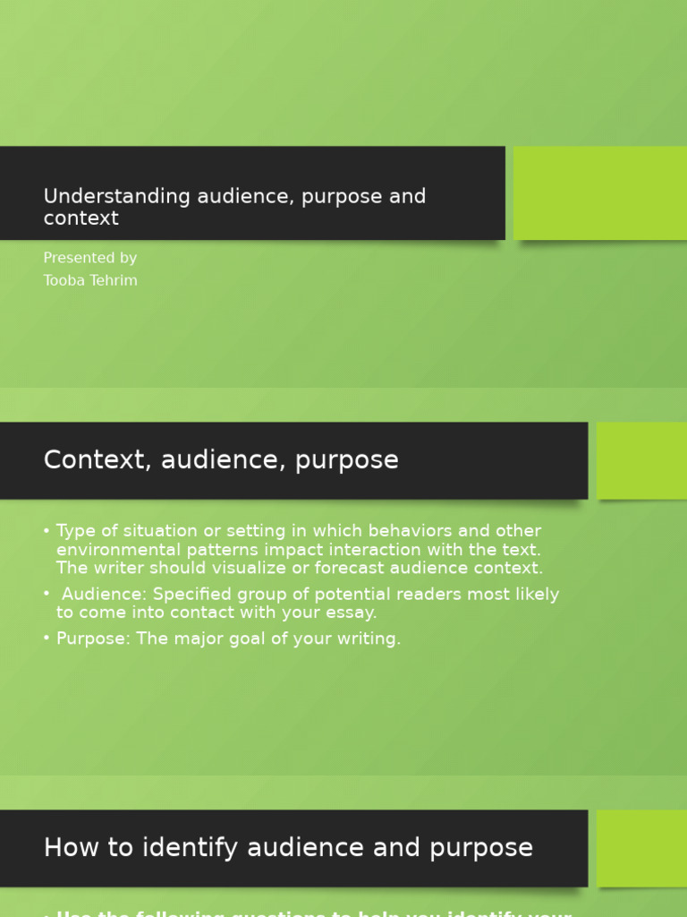 Understanding Audience, Purpose and Context | PDF | Information | Cognition