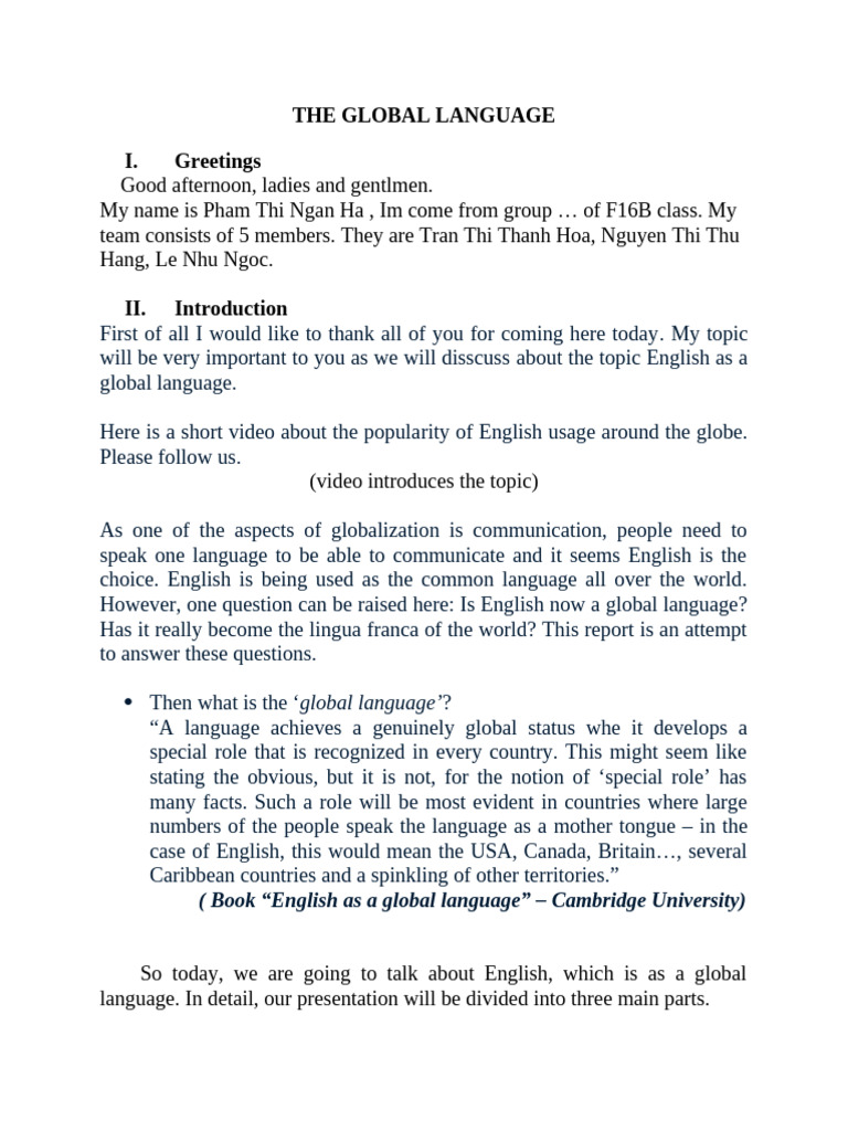 English as a Global Language | PDF | Language Arts & Discipline