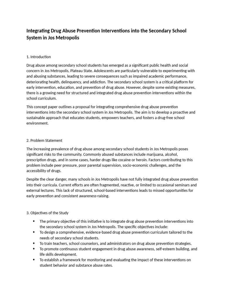 Integrating Drug Abuse Prevention Interventions Into The Secondary ...