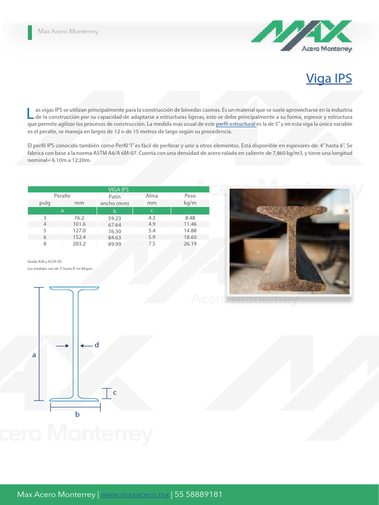 Ficha Tecnica Max Acero Viga IPS | PDF | Tecnología