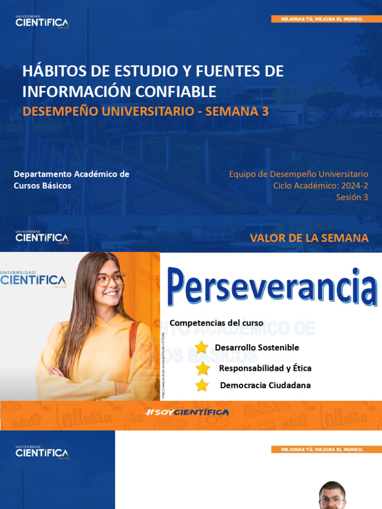 Desempeño Universitario - Sem 03 - Sesión 03 - 2024 - 2 | PDF | Gestión del tiempo | Habilidades ...