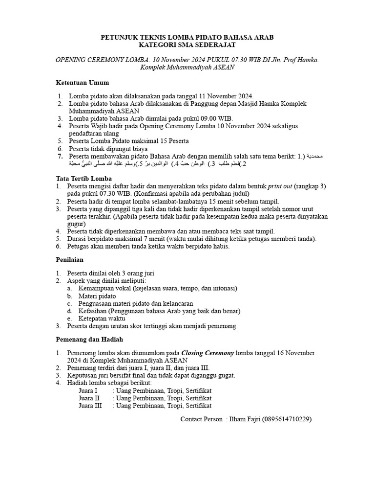 Juknis Pidato B. Arab | PDF | Karier & Perkembangan | Perjalanan