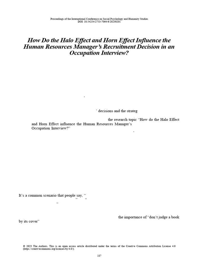 How Do The Halo Effect and Horn Effect Influence T | PDF | Stereotypes ...