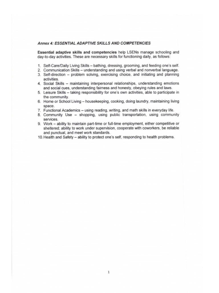 Annex-4 - Essential Adaptive Skills & Competencies | PDF