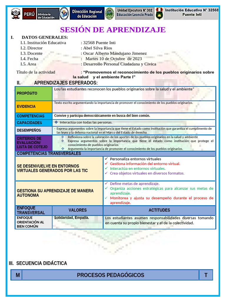 Sesion 10 3° y 4°-5° DPCC | PDF | Aprendizaje | Conocimiento