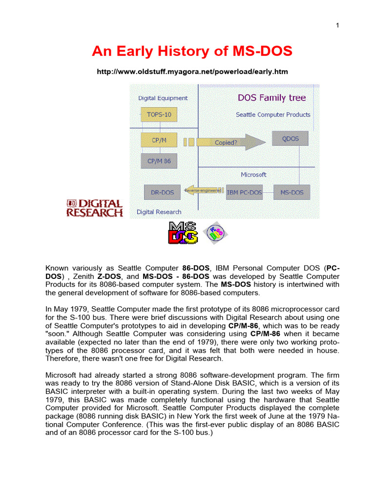 History of DOS | PDF | Dos | Microsoft Windows