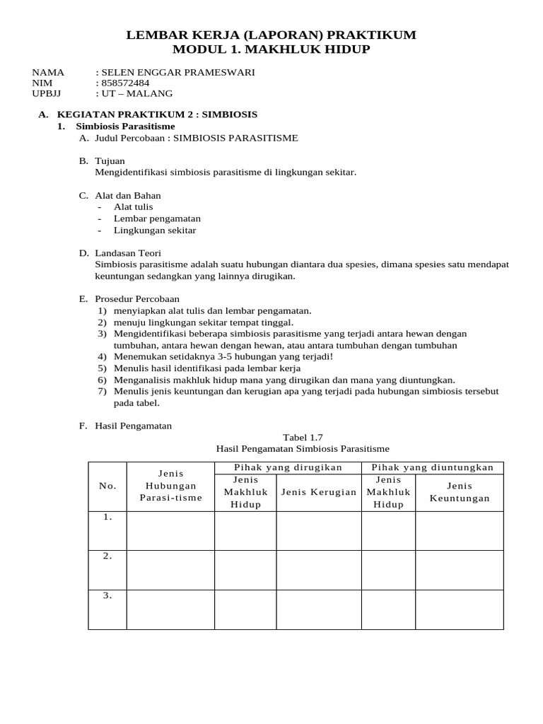 LKP 1 (Simbiosis) | PDF
