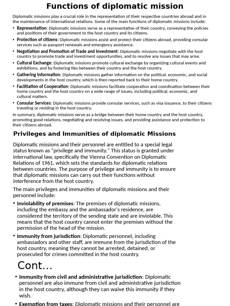 Diplomatic Privileges and Immunities Overview | PDF | Diplomatic ...