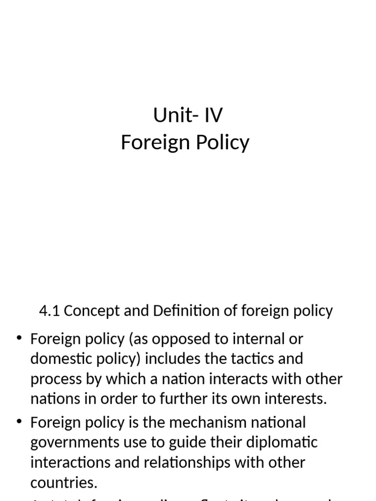Unit - IV Foreign Policy | PDF | Nepal | Policy