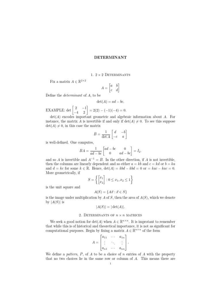 A A A B C D A A Ad BC.: Determinant | PDF | Determinant | Matrix (Mathematics)