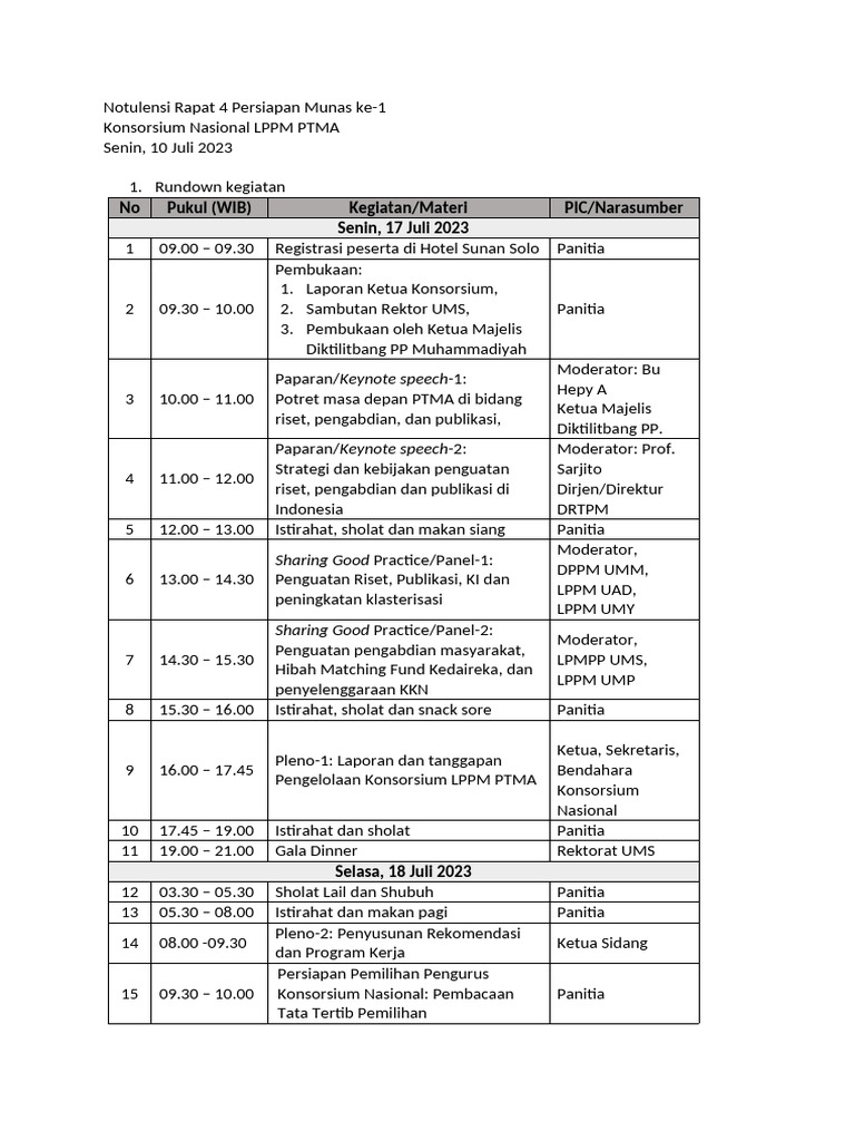 Notulensi Rapat 4 | PDF