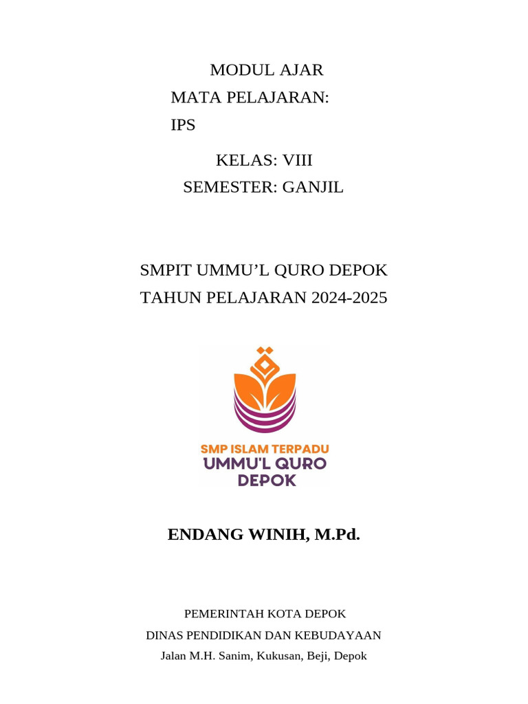 Modul Ajar IPS Kelas VIII SDA | PDF